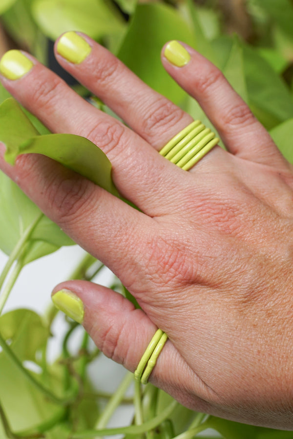 Neon Green Stacking Rings, Midi Rings - megan auman