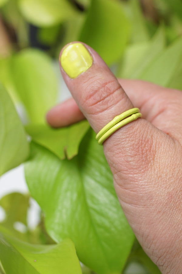 Neon Green Stacking Rings, Midi Rings - megan auman