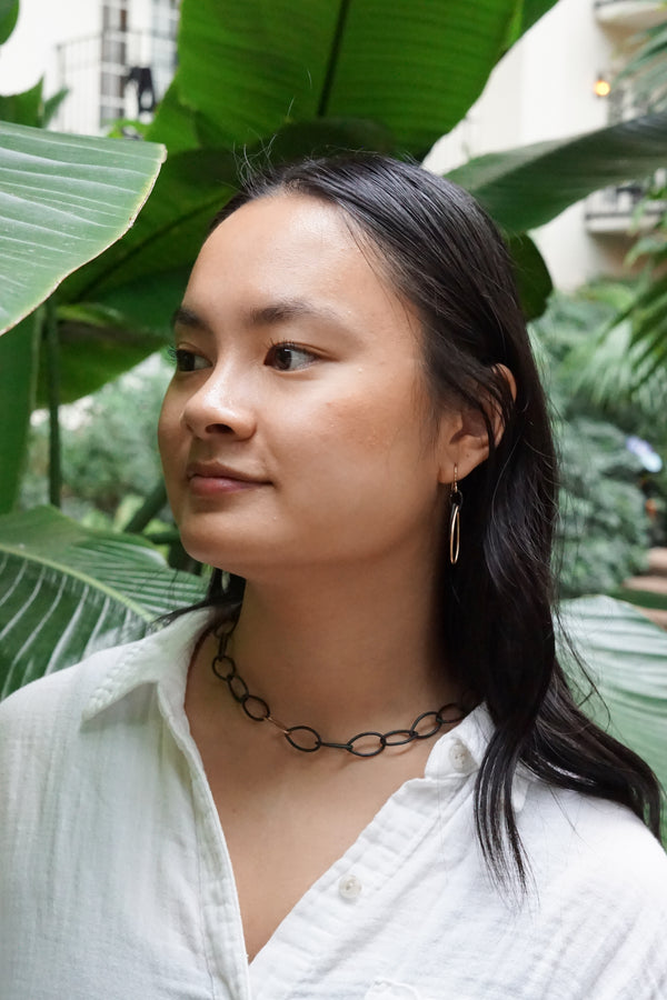 Ruth necklace: black steel chain necklace handmade in the US - megan auman