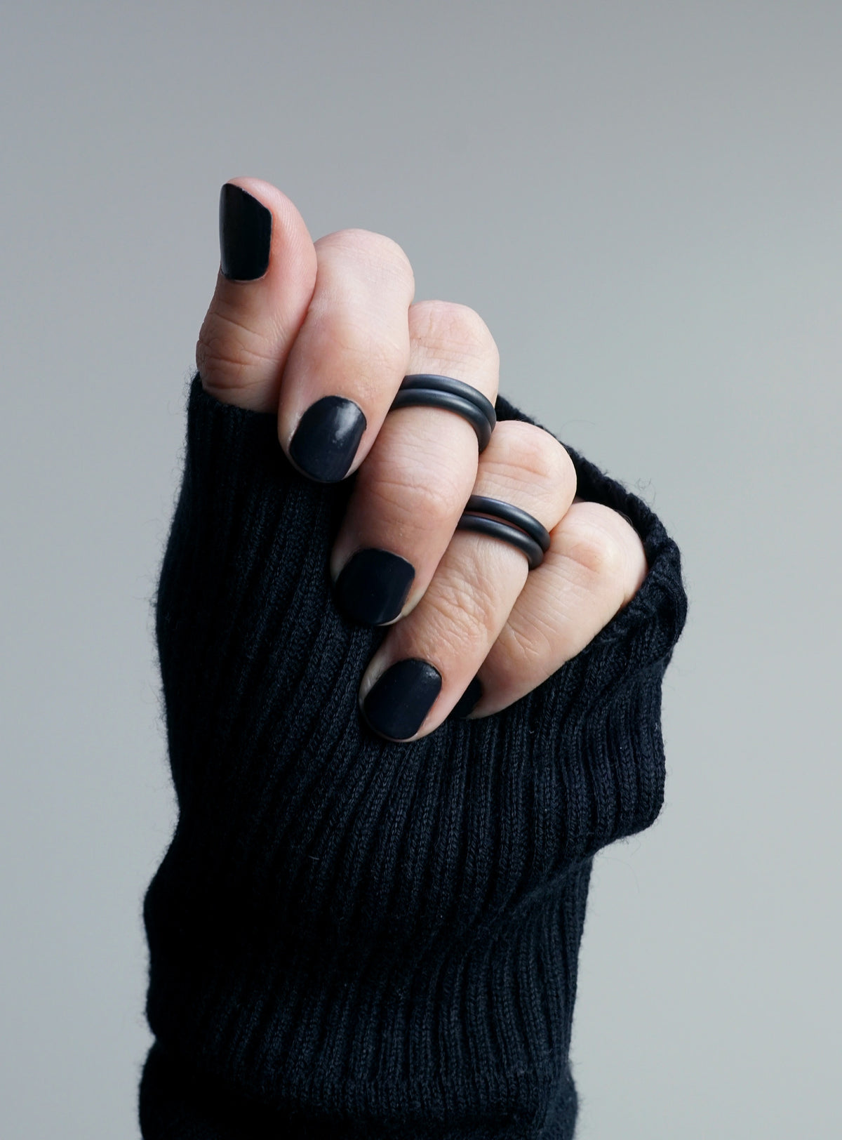 Stacking Midi Ring in Matte Black - megan auman