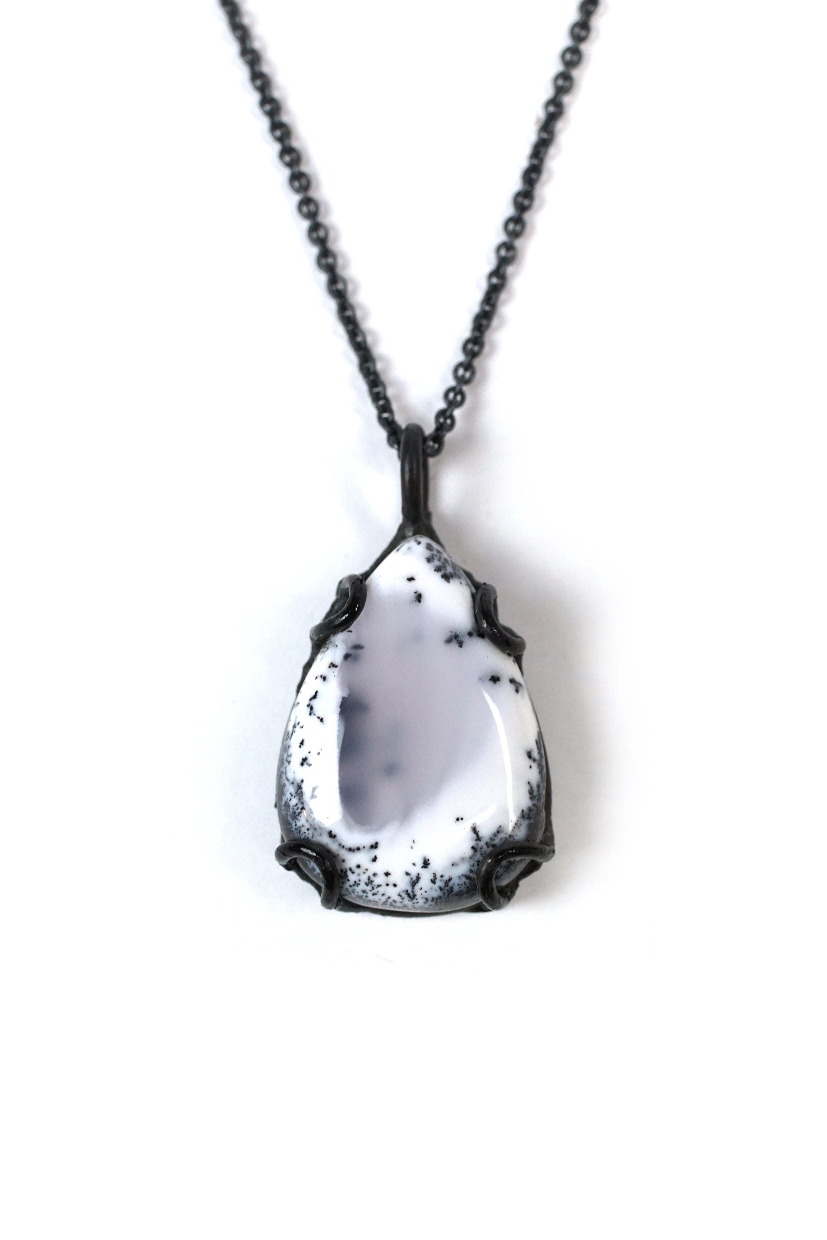 Contra pendants - black and white Dendritic Opal necklaces - megan auman