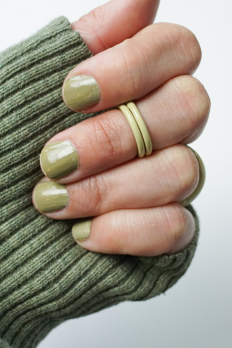 Light Yellow Green Stacking Rings, Midi Rings - megan auman