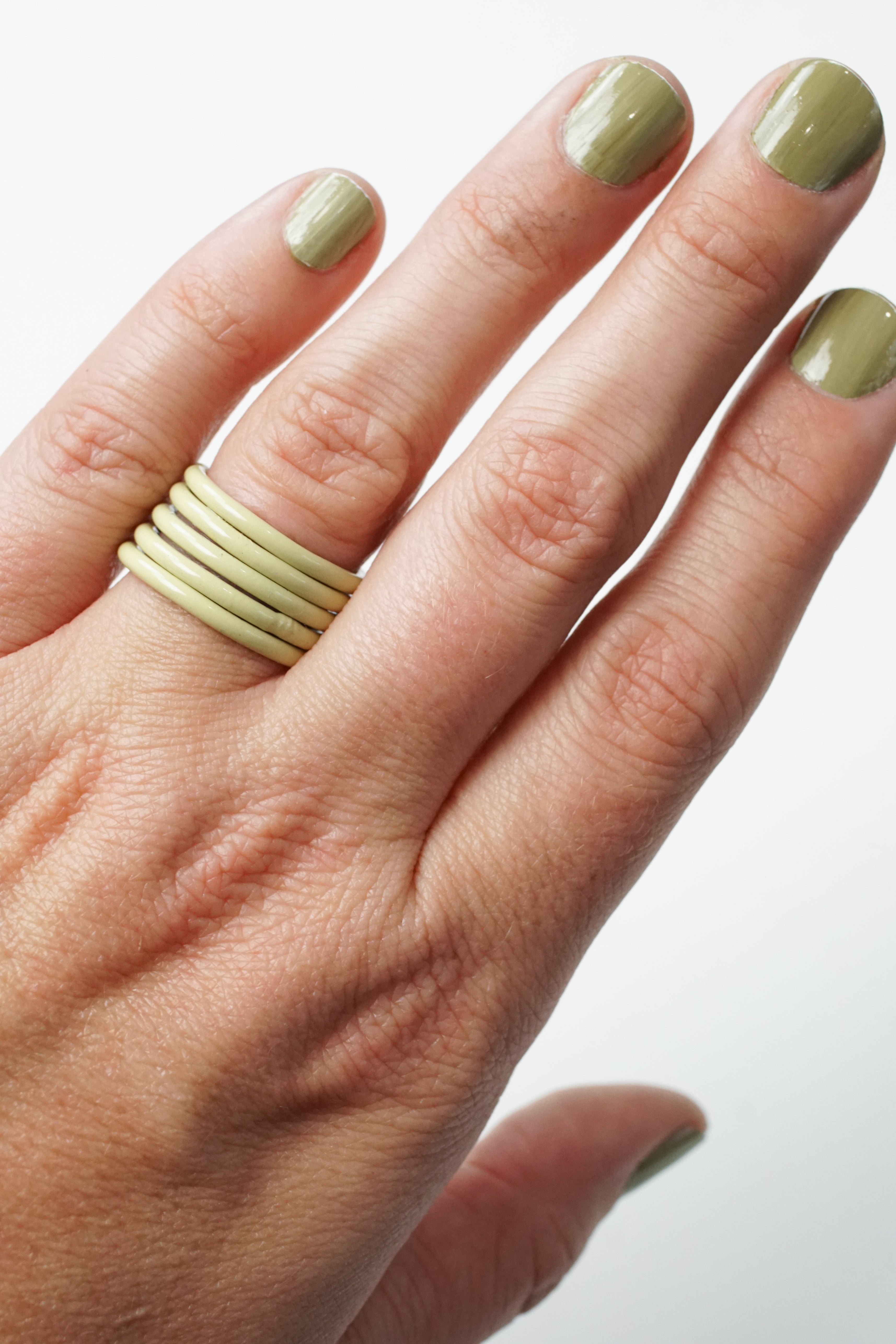 Light Yellow Green Stacking Rings, Midi Rings - megan auman
