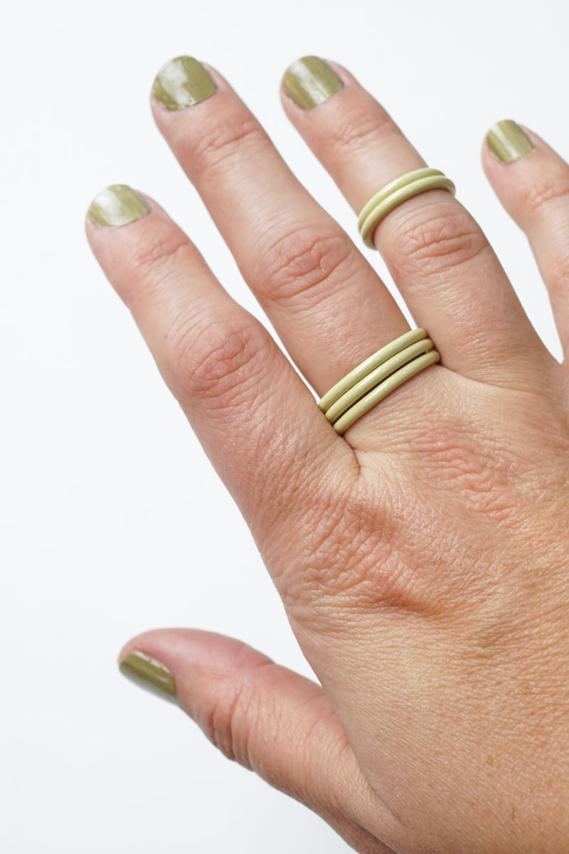 Light Yellow Green Stacking Rings, Midi Rings - megan auman